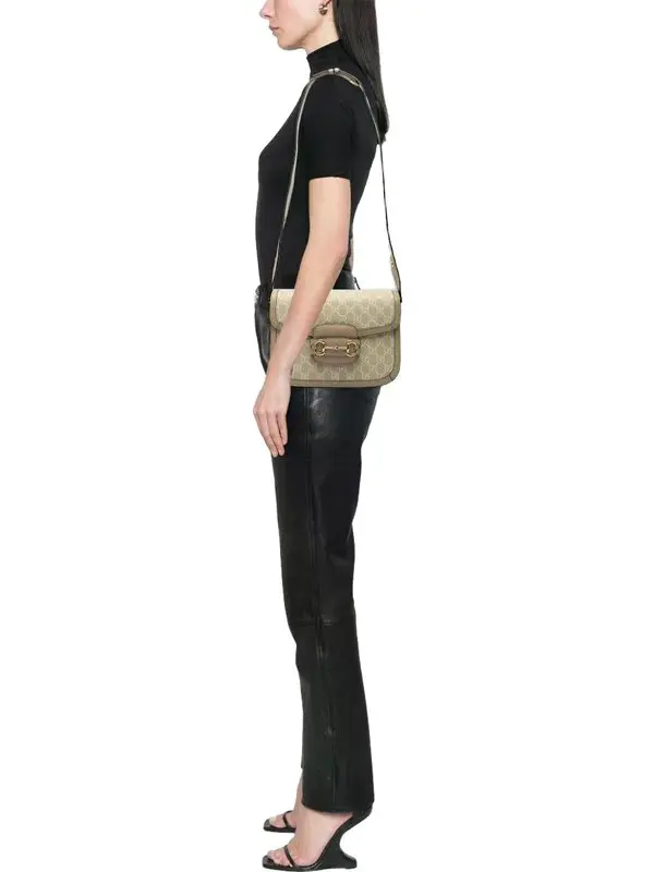 Gucci 1955 Horsebit Gg Supreme Shoulder Bag - Neutrals