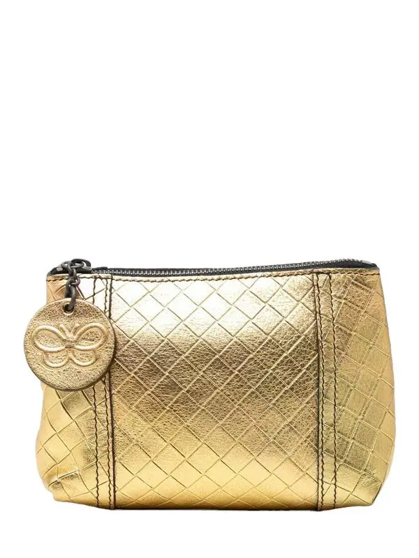 Bottega Veneta Metallic Nappa Intrecciomirage Pouch - Gold