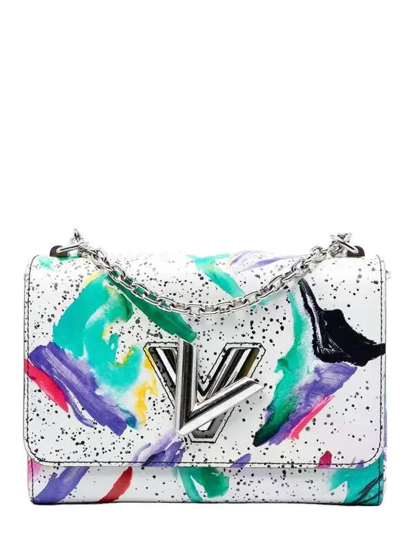 LOUIS VUITTON 2019 Leather Splash Print Twist Mm Crossbody Bag - White