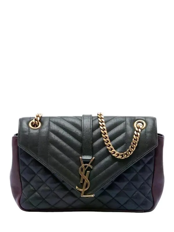 Saint Laurent Triquilt Monogram College Bag - Green