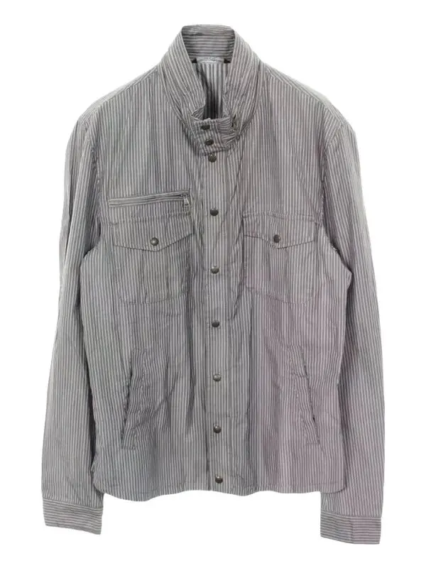 Dolce & Gabbana 2010s Stand-collar Striped Shirt Jacket - Grey
