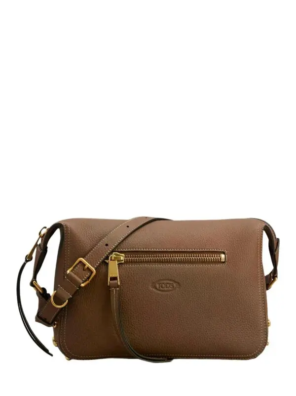 TOD'S Studded Leather Shoulder Bag - Brown