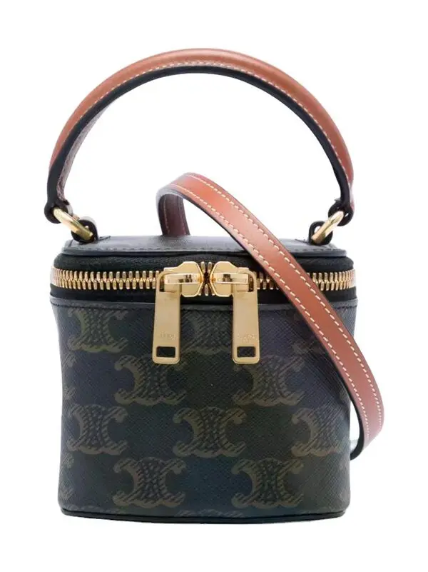 Celine Mini Triomphe Coated Canvas Vanity Case Satchel - Brown