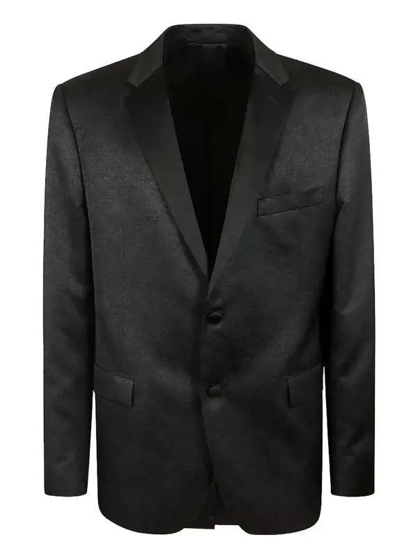 LARDINI Satin-lapel Linen Jacket - Black
