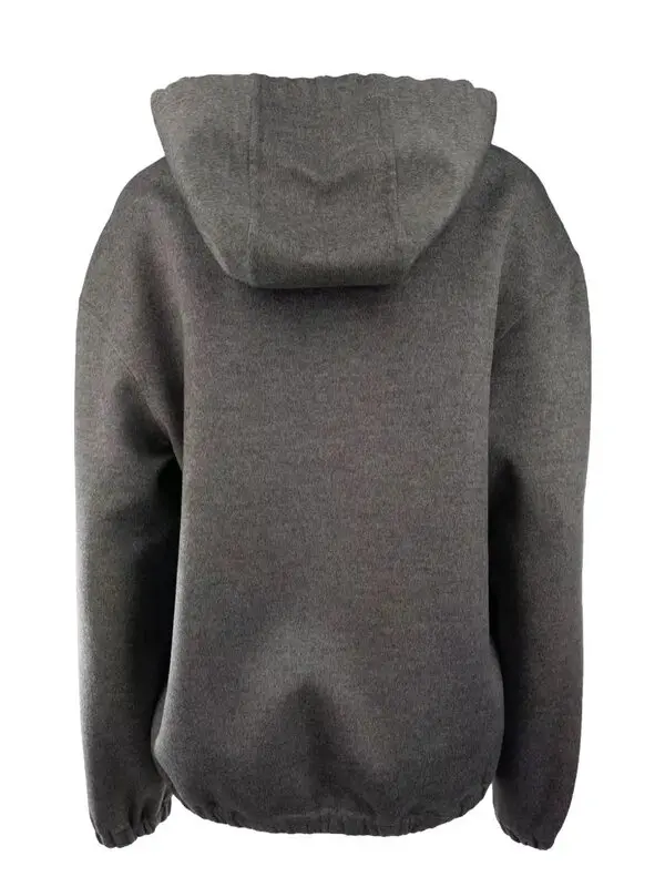 Miu Miu Logo Patch Drawstring Hoodie - Grey