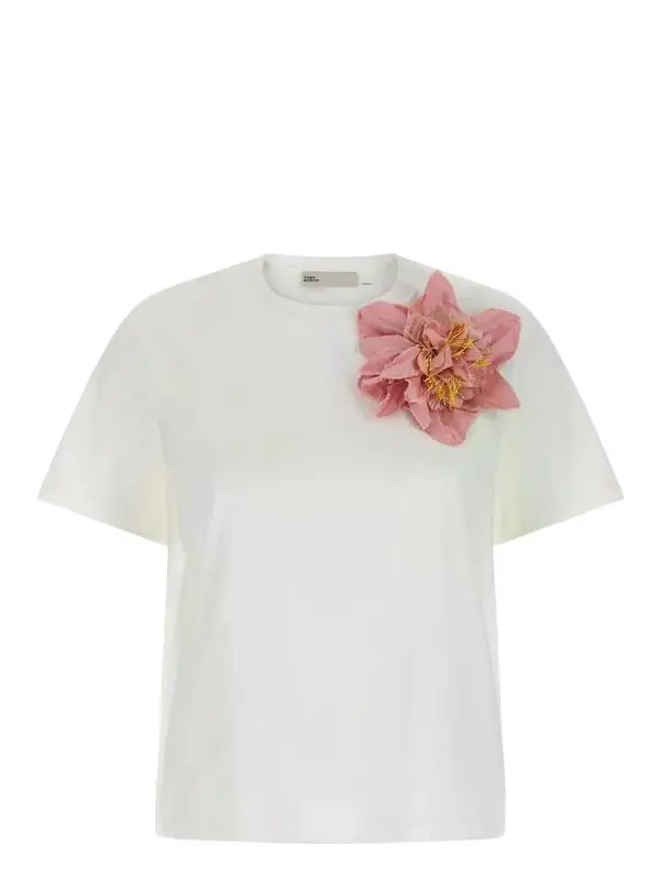 Tory Burch Flower Appliqué Crewneck T-shirt - White