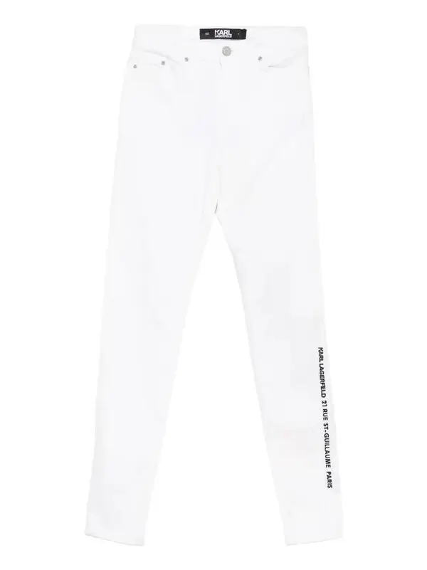 Karl Lagerfeld Logo Print Skinny Jeans - White