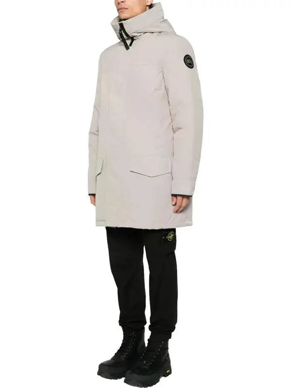 Canada Goose Hooded Logo-patch Coat - Neutrals