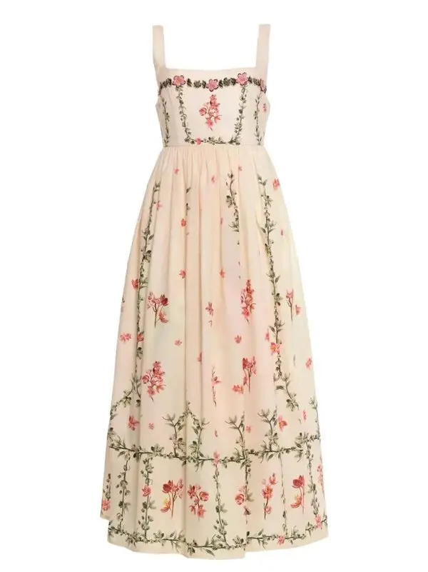 Agua Bendita Barbara Cauca Embroidered A-line Dress - White