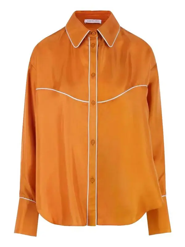 Raquel Diniz Silk Shirt With Contrast Piping - Orange