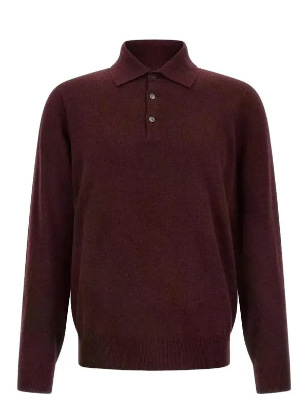 Brunello Cucinelli Cashmere Long-sleeve Polo Shirt - Red