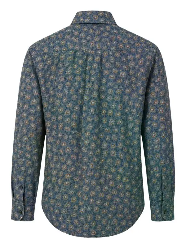 BASTONCINO Floral-print Long-sleeve Shirt - Blue
