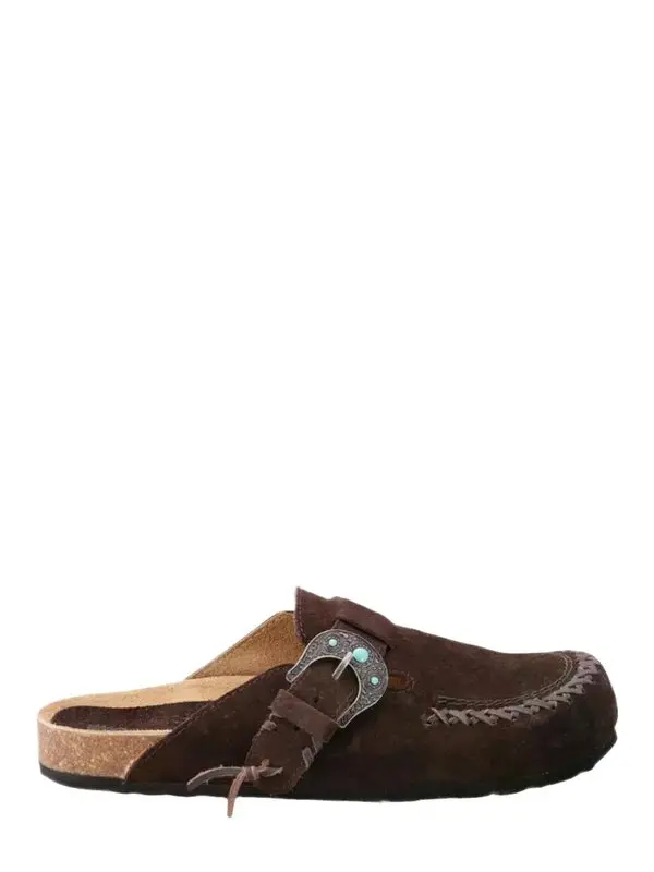 TAJI Sabot Mules With Whipstitch Detailing - Brown