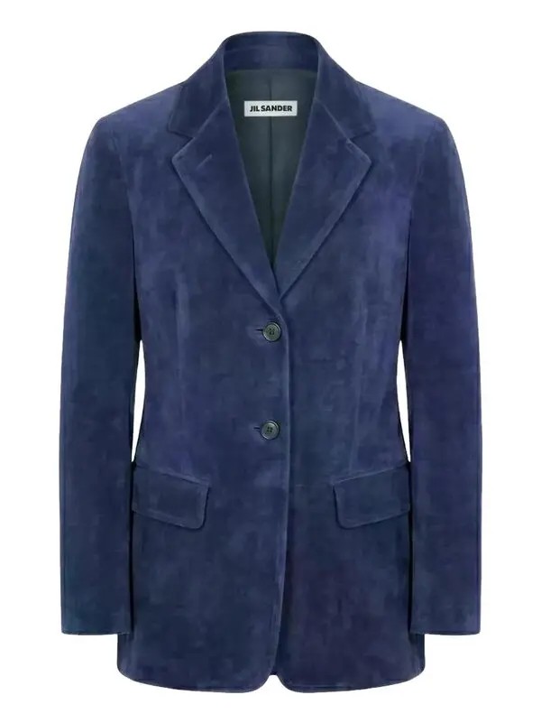 JIL SANDER Single-breasted Velvet Jacket - Blue