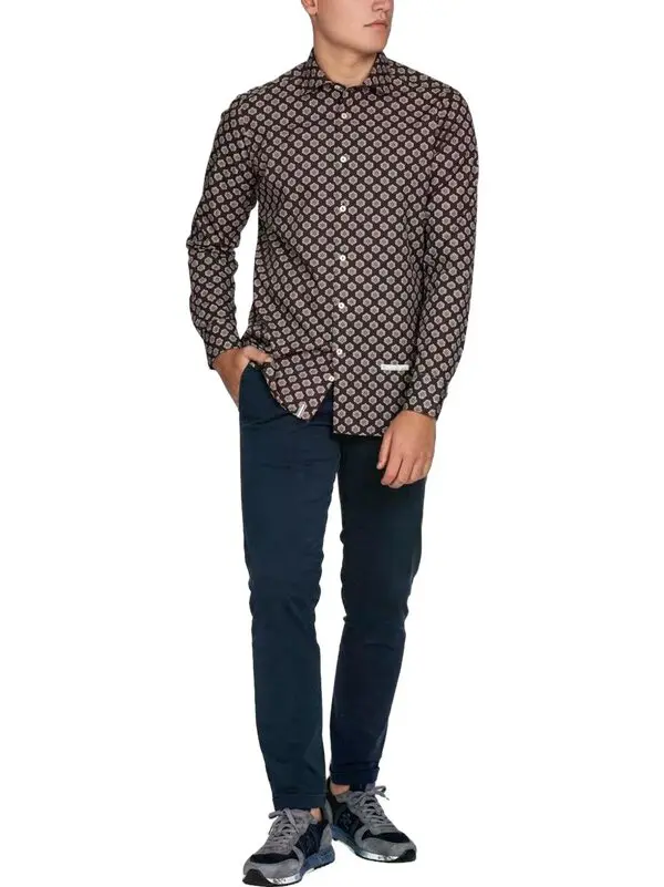 TINTORIA MATTEI 954 Geometric-print Shirt - Brown