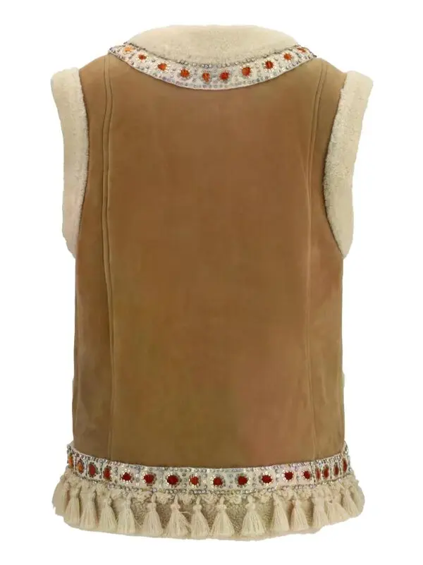 Valentino Garavani Embellished Tassel-trim Gilet - Brown