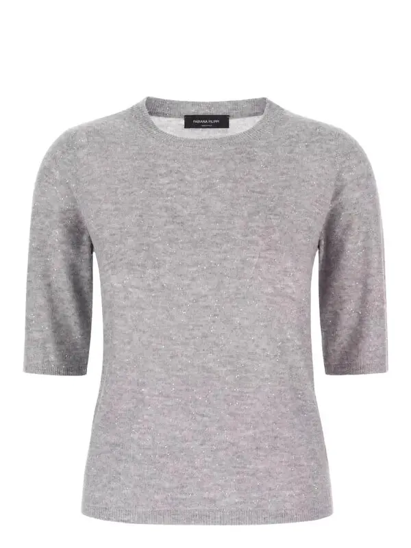 Fabiana Filippi Short Sleeve Knit Sweater - Grey