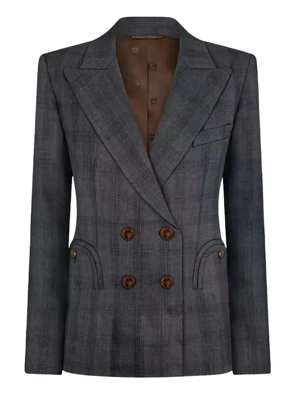 BLAZÉ MILANO Double-breasted Checked Blazer - Grey