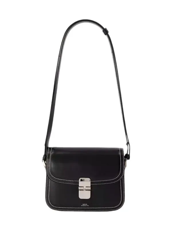 A.p.c. Grace Shoulder Bag With Contrast Stitching - Black