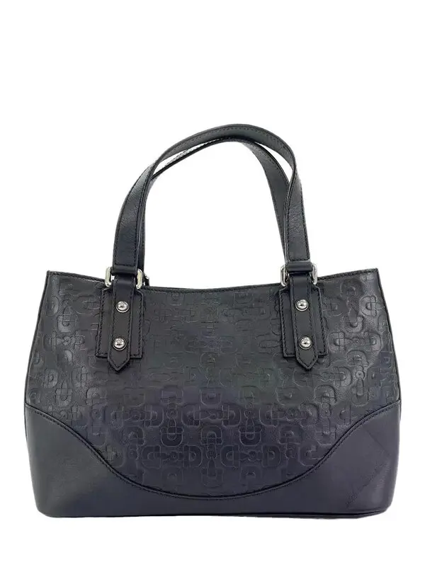 Gucci Horsebit Pattern Leather Handbag - Black