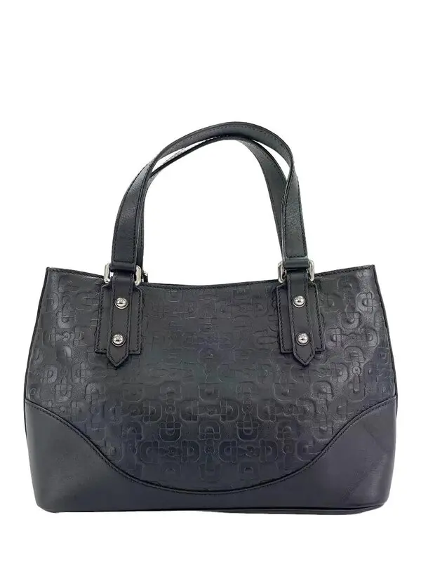 Gucci Horsebit Pattern Leather Handbag - Black