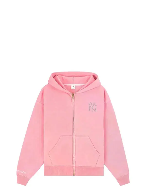 SPORTY & RICH Crystal-embellished Yankees Hoodie - Pink