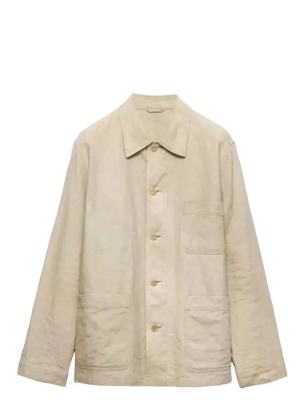 Prada Single-breasted Linen Jacket - Neutrals