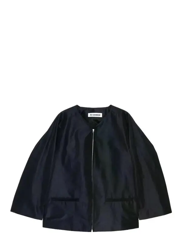 JIL SANDER Zip-up Collarless Jacket - Blue