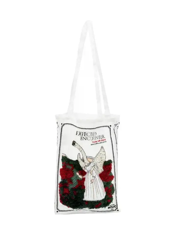 Undercover Sequin Embellished Embroidered Tote Bag - White