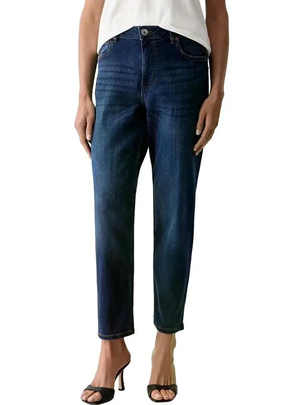 FRACOMINA Carrot Logo-plaque Whiskered Jeans - Blue