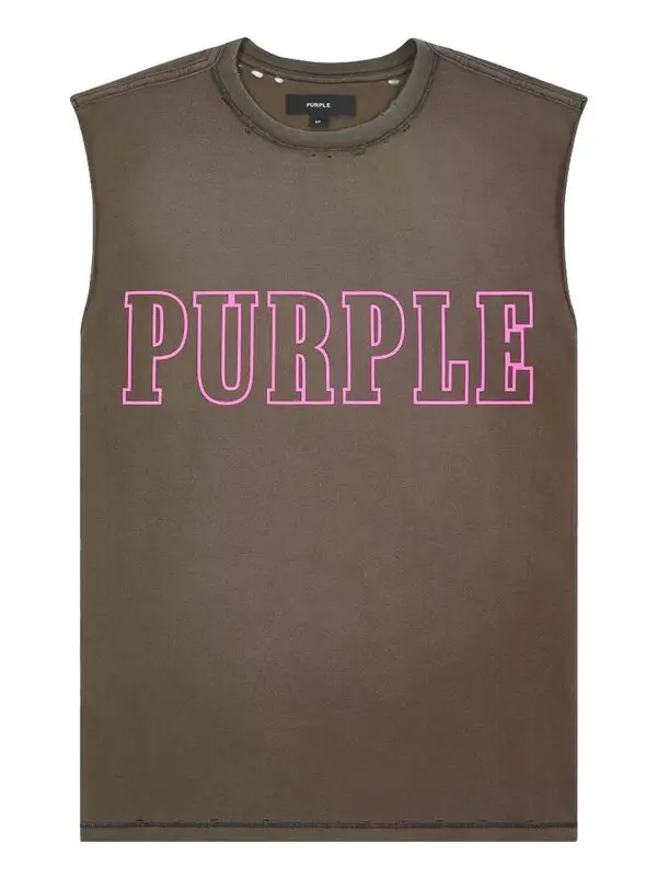 PURPLE BRAND Slab Outline Logo-print Tank Top - Brown