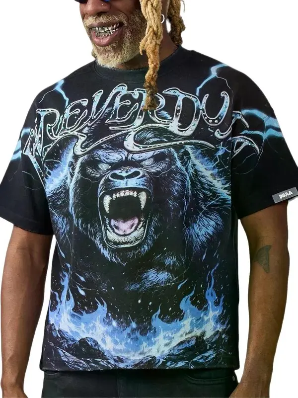 DUAA Rhinestone-embellished Graphic-print T-shirt - Black