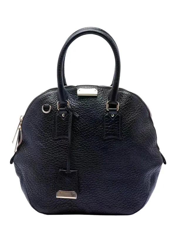 Burberry Large Grained Calfskin Heritage Orchard Bowling Bag Satchel - Black