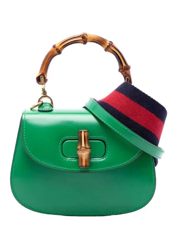 Gucci 1947 Bamboo Top Handle Bag Satchel - Green
