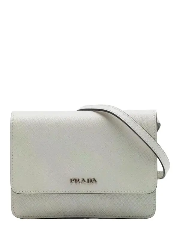 Prada Saffiano Leather Wallet On Strap Crossbody Bag - White