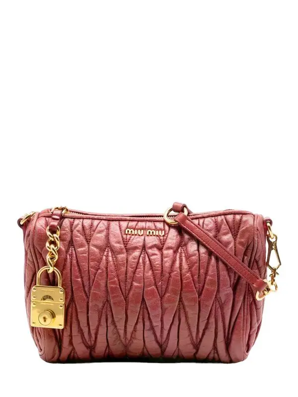 Miu Miu Matelassé Leather Shoulder Bag - Red