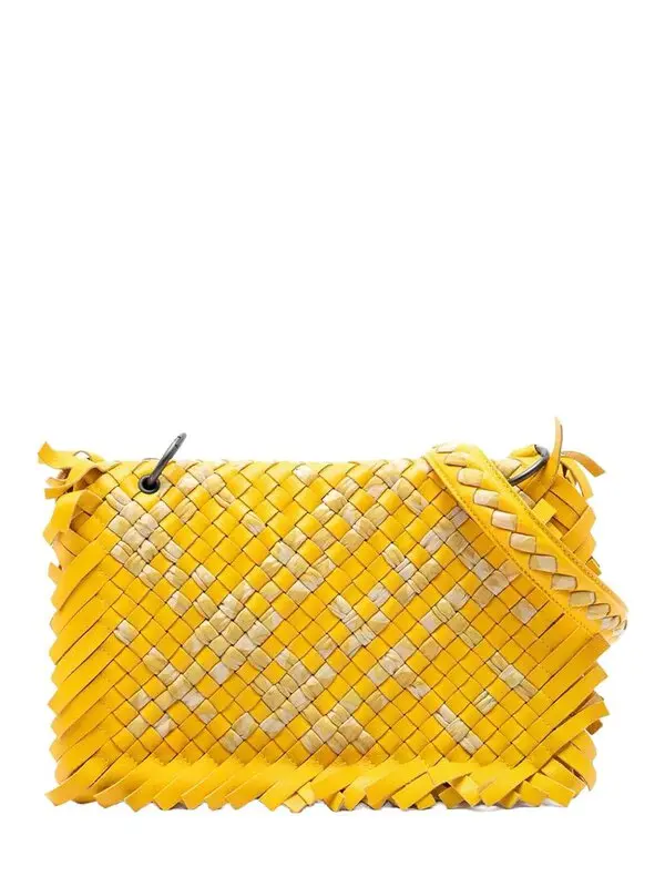 Bottega Veneta 2009 Bicolor Nappa Intrecciato Fringe Shoulder Bag - Yellow