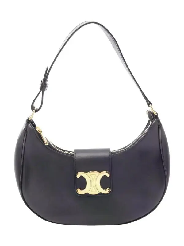 Celine Calfskin Triomphe Ava Shoulder Bag - Black