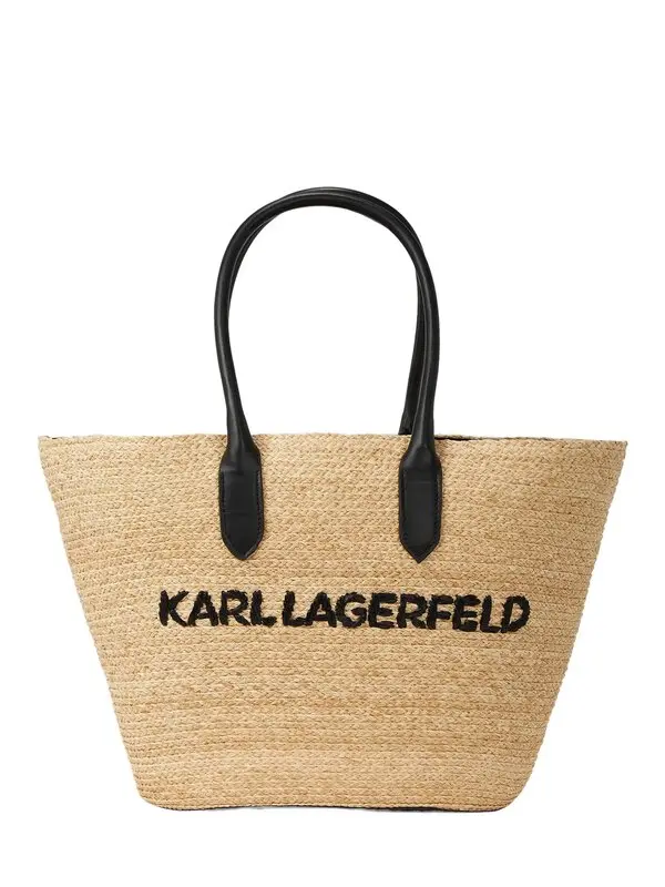 Karl Lagerfeld Woven Raffia Beach Tote - Natural