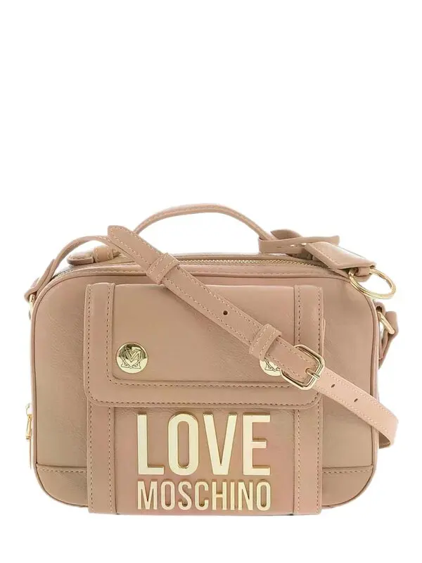 Moschino Plaque Shoulder Bag - Neutrals