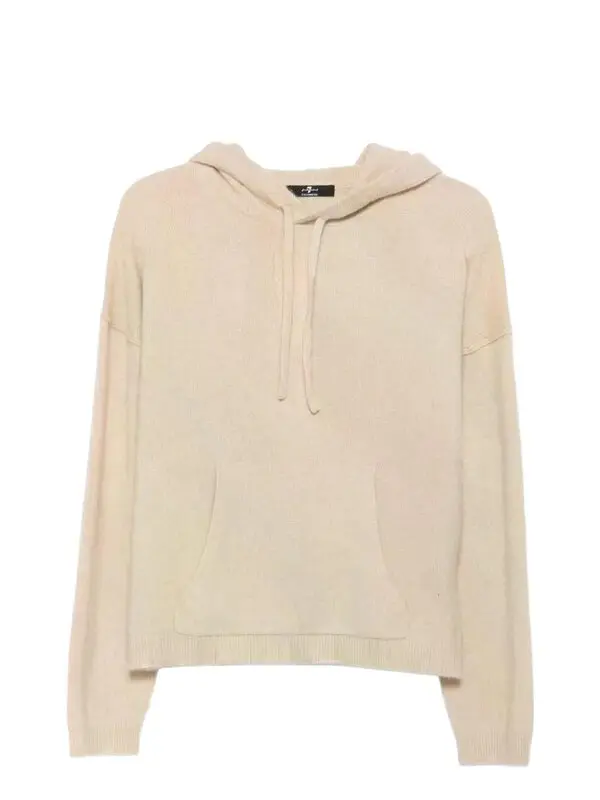 7 For All Mankind Drawstring Hood Pouch-pocket Hoodie - Neutrals