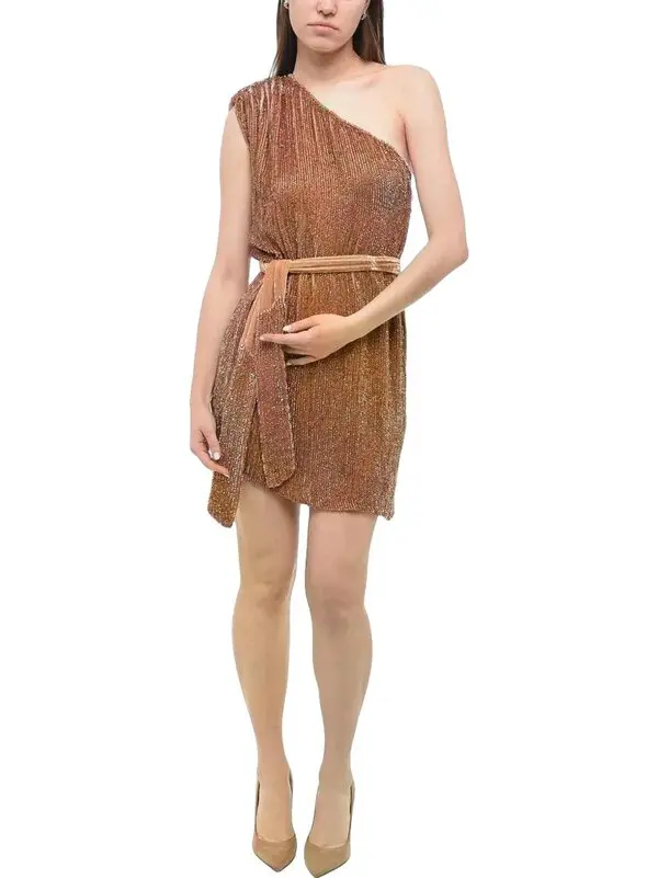 Retrofete Ella Sequin One-shoulder Mini Dress - Neutrals