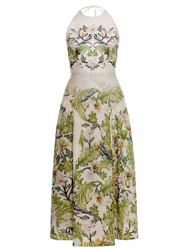 Agua Bendita Balsa Anhelo Embroidered Midi Dress - Green