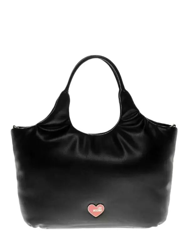 Moschino Padded Heart Plaque Shoulder Bag - Black