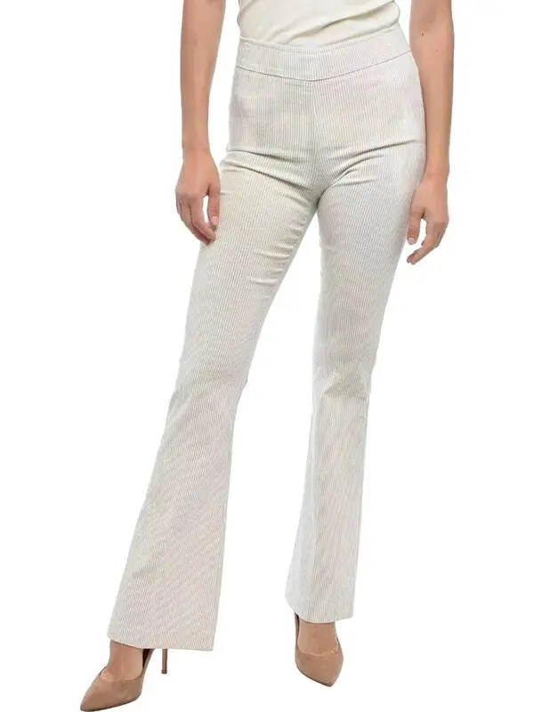 Avenue Montaigne Striped Pattern Flared Hem Trousers - Neutrals