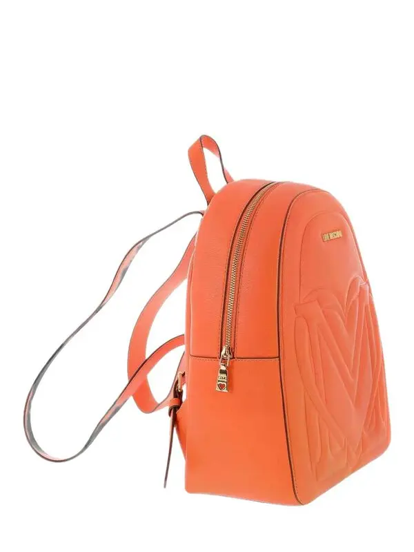 Moschino Plaque Embossed-logo Backpack - Orange