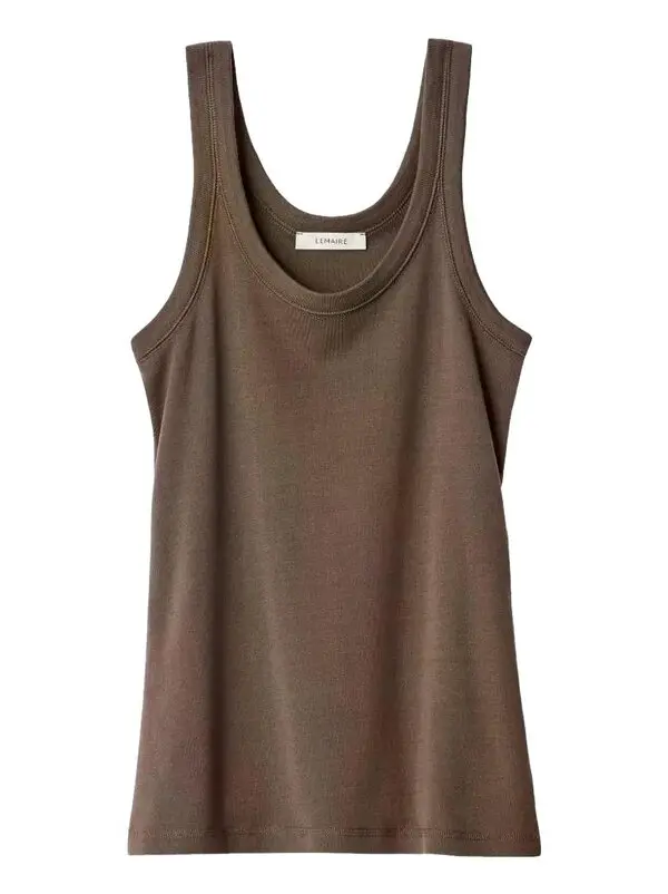 LEMAIRE Ribbed Tank Top In Jersey - Brown