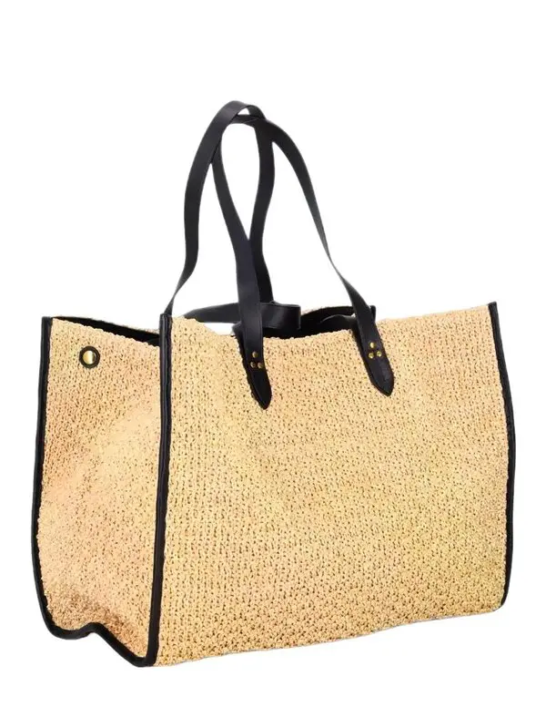 Jérôme Dreyfuss Large Raffia Tote Bag With Leather Trim - Neutrals