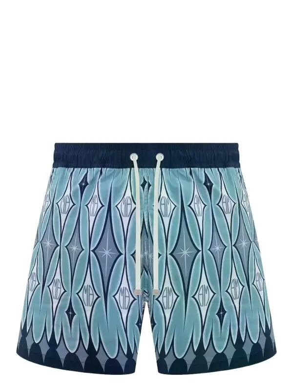 Amiri Argyle Print Swim Trunks - Blue
