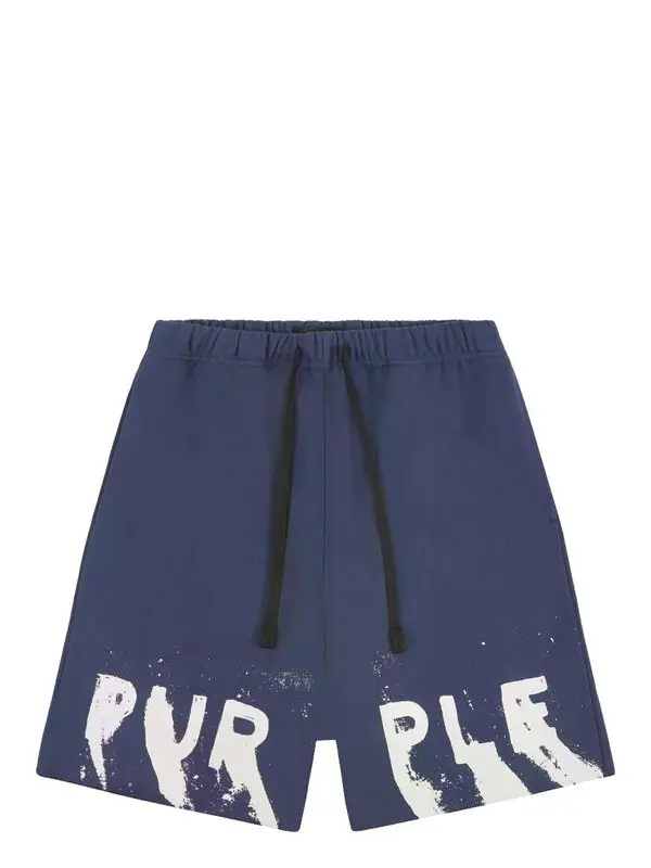 PURPLE BRAND Painted Wordmark Drawstring Shorts - Blue